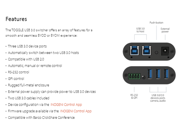 Inogeni TOGGLE – USB 3.0 SWITCHER BYOD - CBK