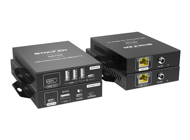 Stoltzen SHE725 HDBaseT™ USB-C Kit w/PD 18Gbps, USB2.0, 70/40m, PoC - CBK