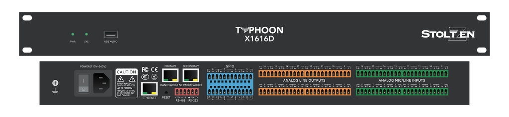 Stoltzen Typhoon X1616D DSP Dante Dante 16x16 | Analog 16x16 | USB ...